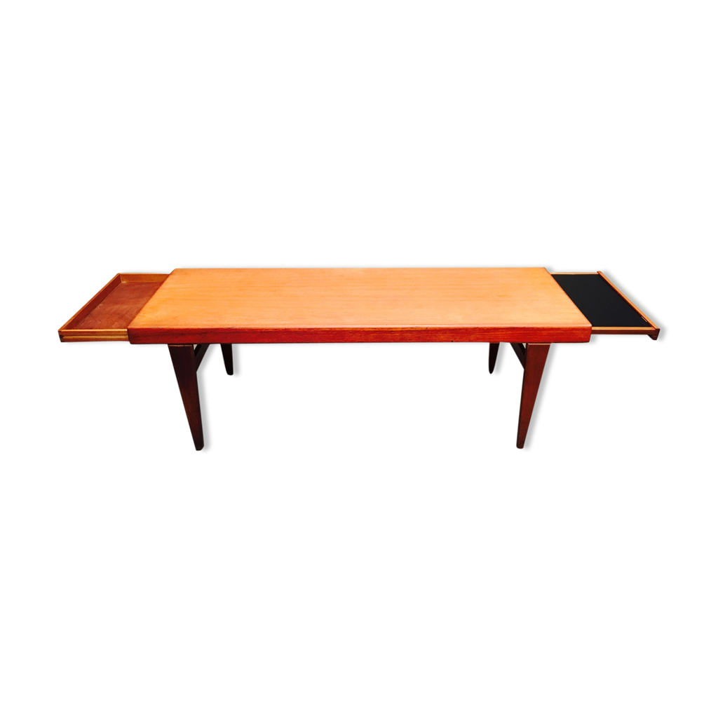 Table basse teck scandinave 1950 Johannes Andersen | Selency