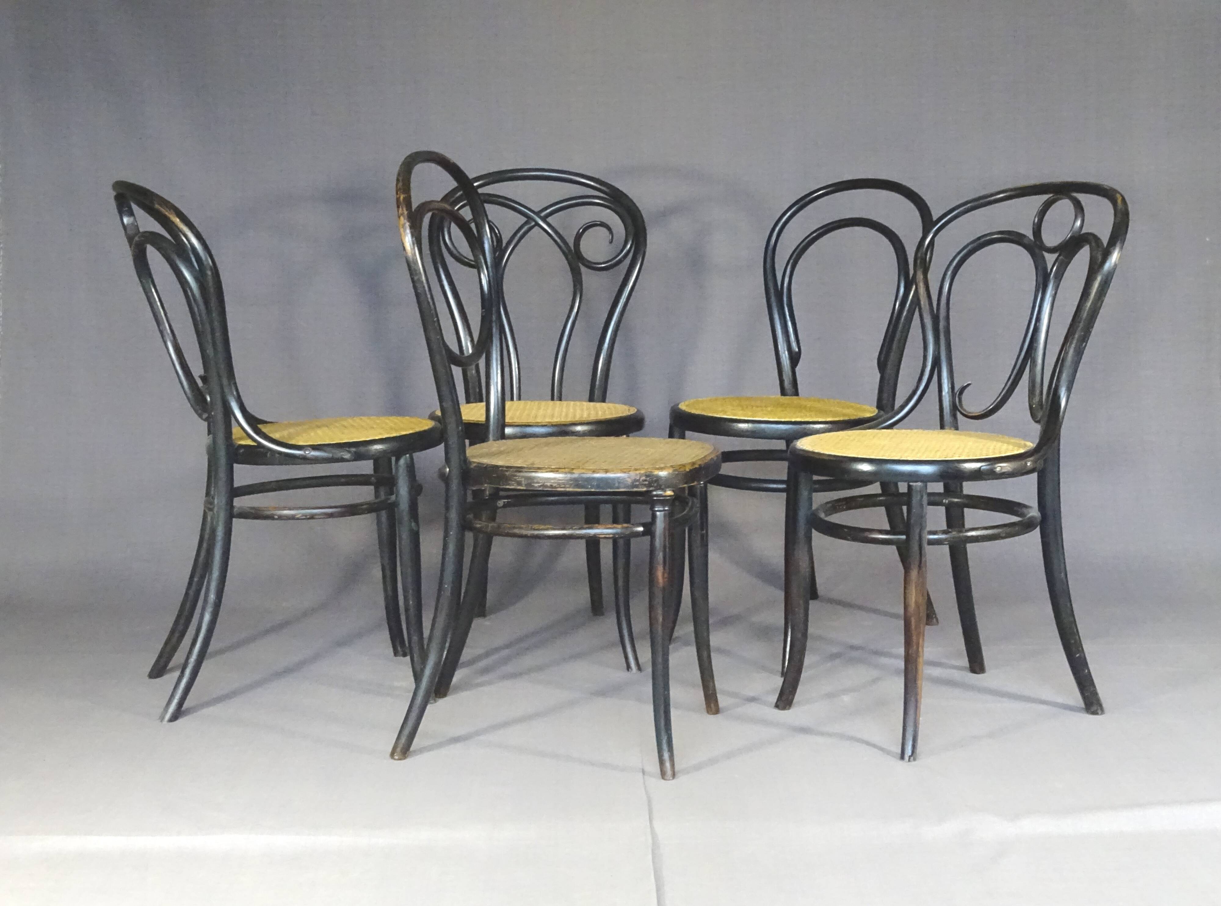 Set de 4 chaises kohn "noir empire" vers 1880 + thonet- | Selency