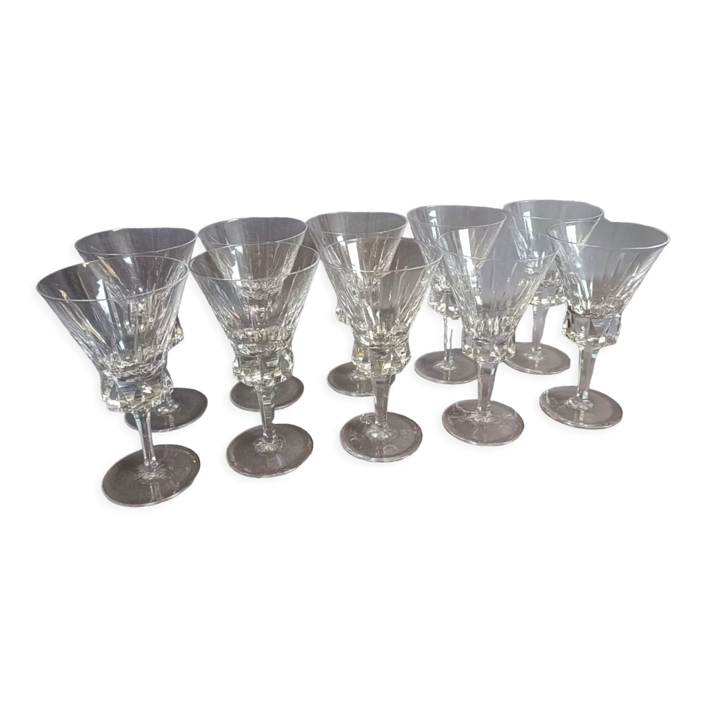 Série de 10 verres à eau en cristal de Bayel forme tulipe | Selency