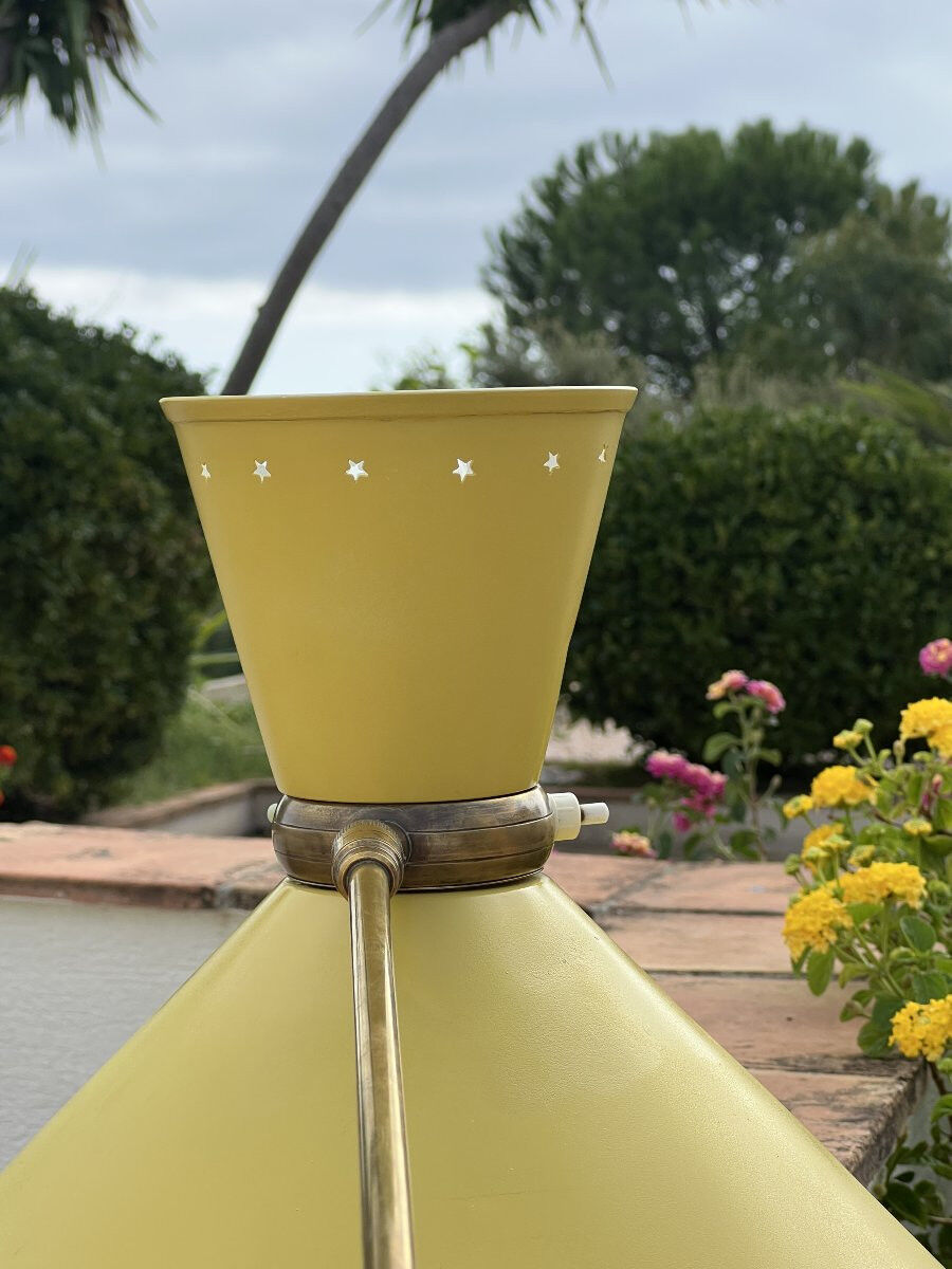 Applique potence Diabolo lunel jaune style René Mathieu Guariche tôle ...