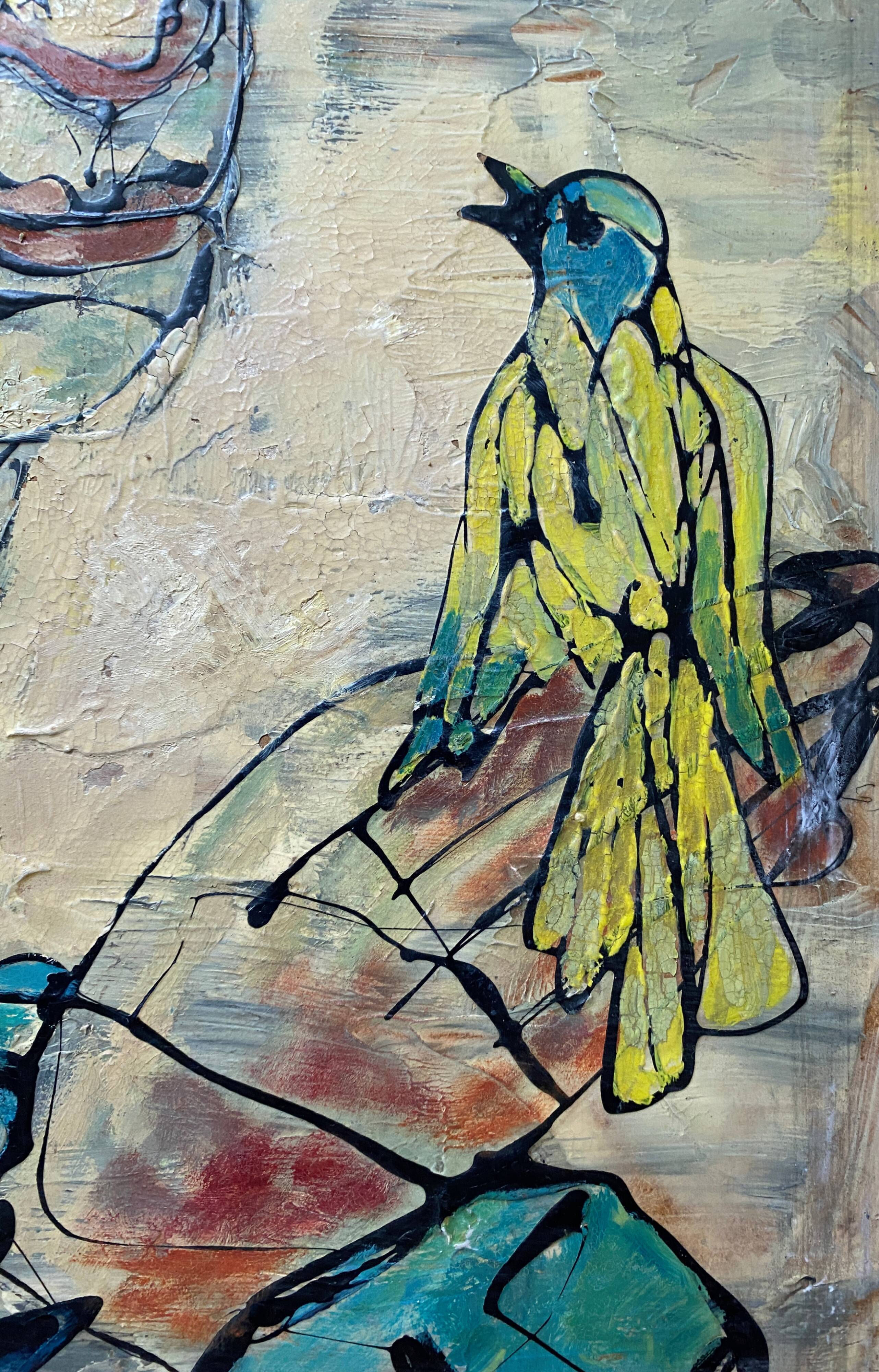 Tableau Pierre Catton (1903) "Auguste à l'oiseau" HSP cf. B. Buffet ...