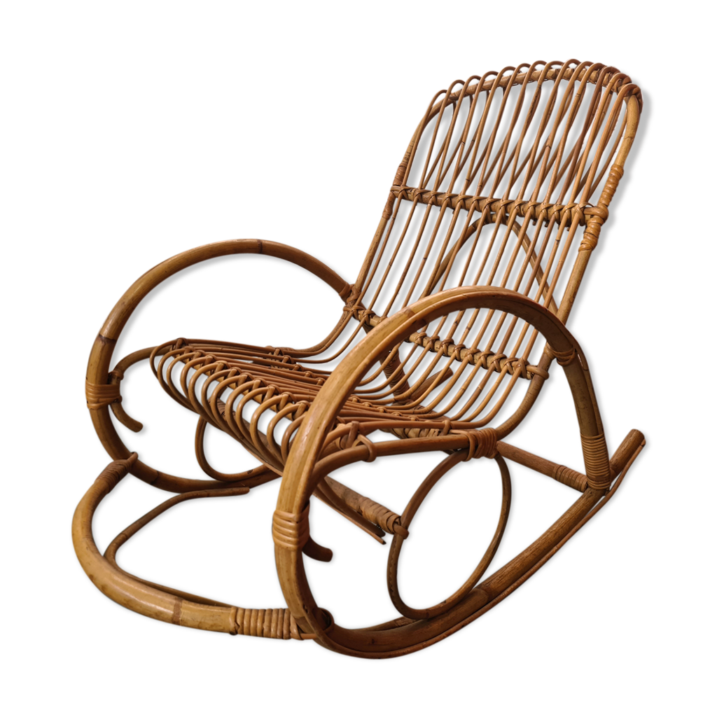 Rocking chair d'enfant en rotin vintage | Selency