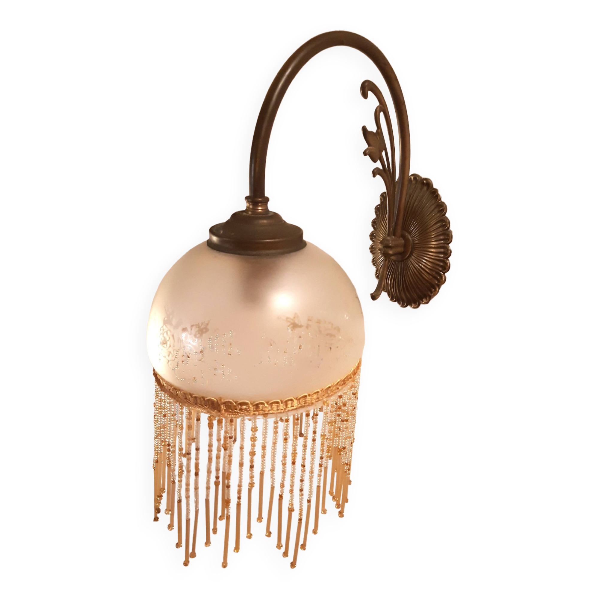 Applique murale globe verre et pampilles art nouveau | Selency