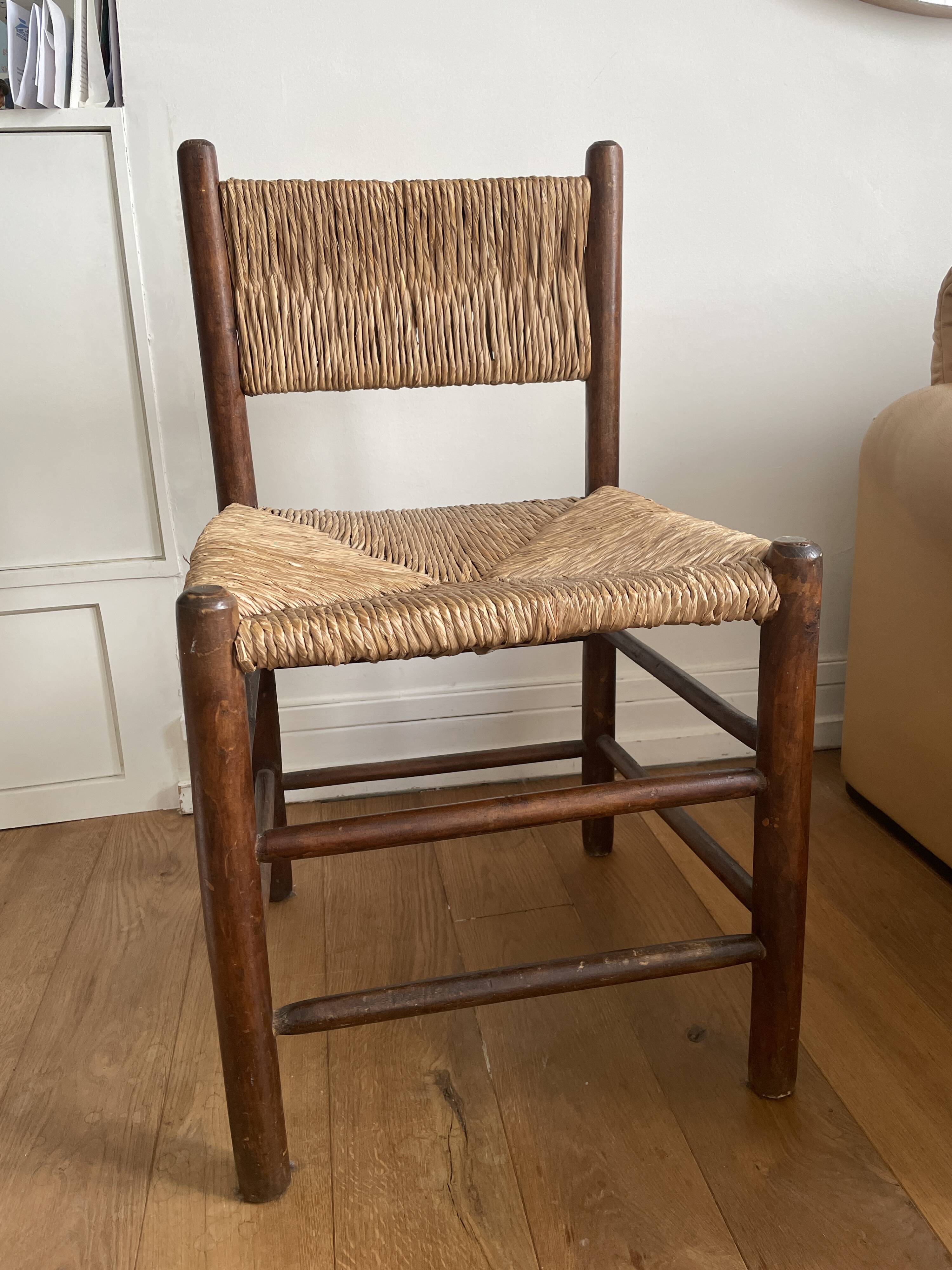 Chaise en bois et paille | Selency