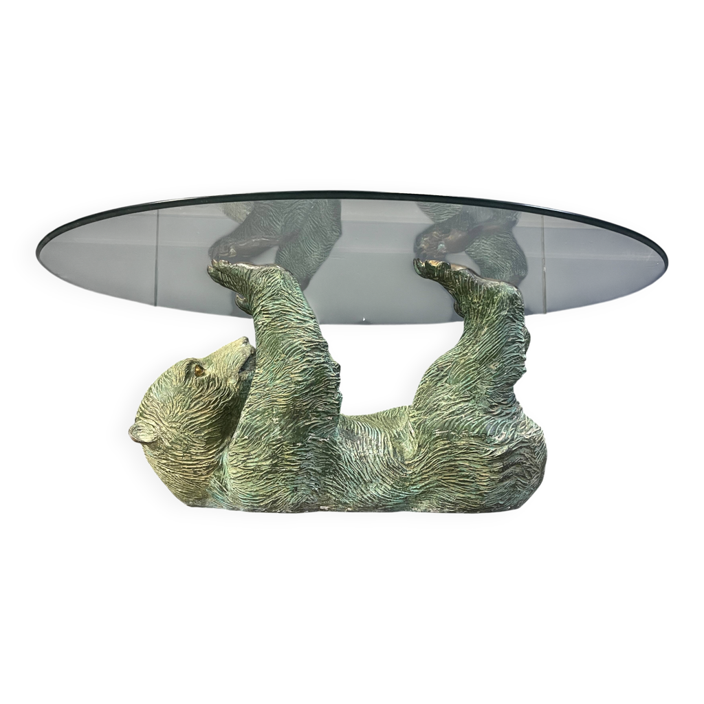 Table basse en laiton vintage en forme d'ours, années 1970 | Selency