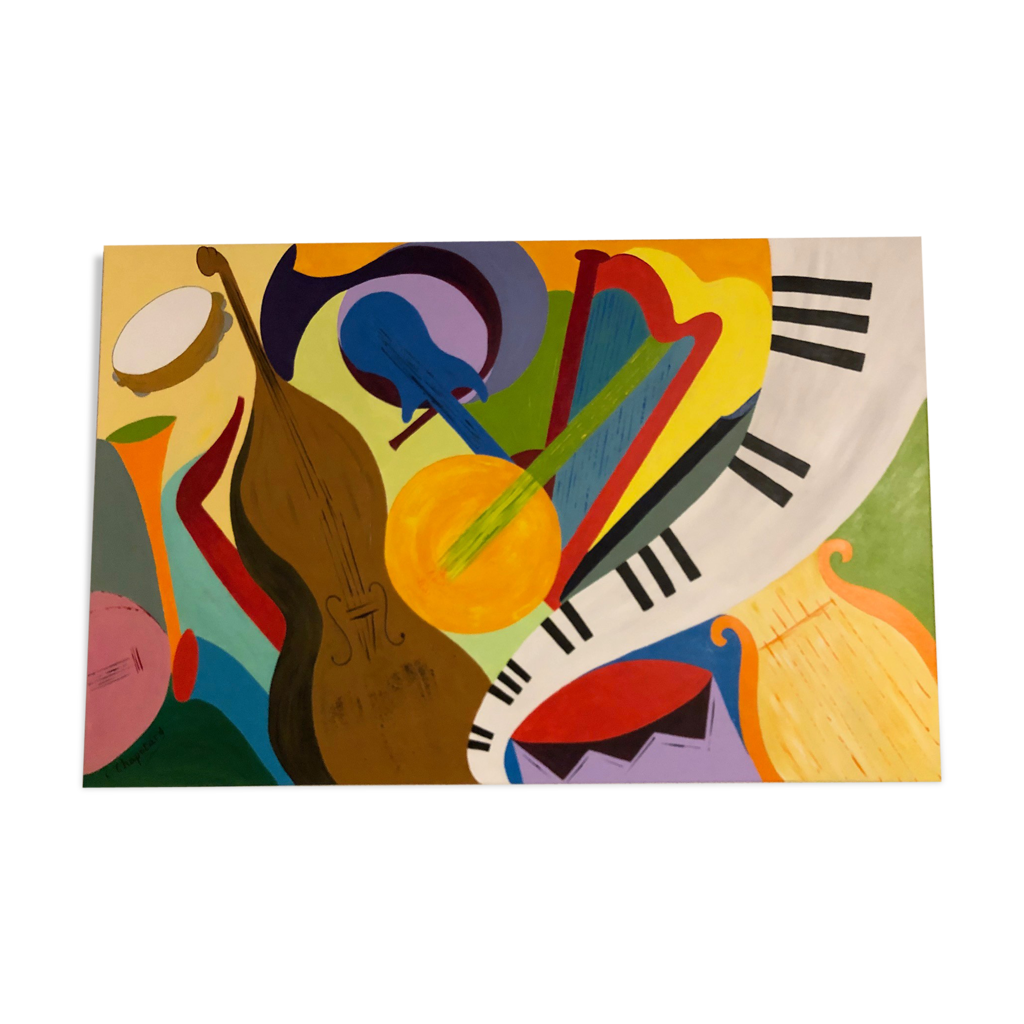 Peinture toile thème musique | Selency