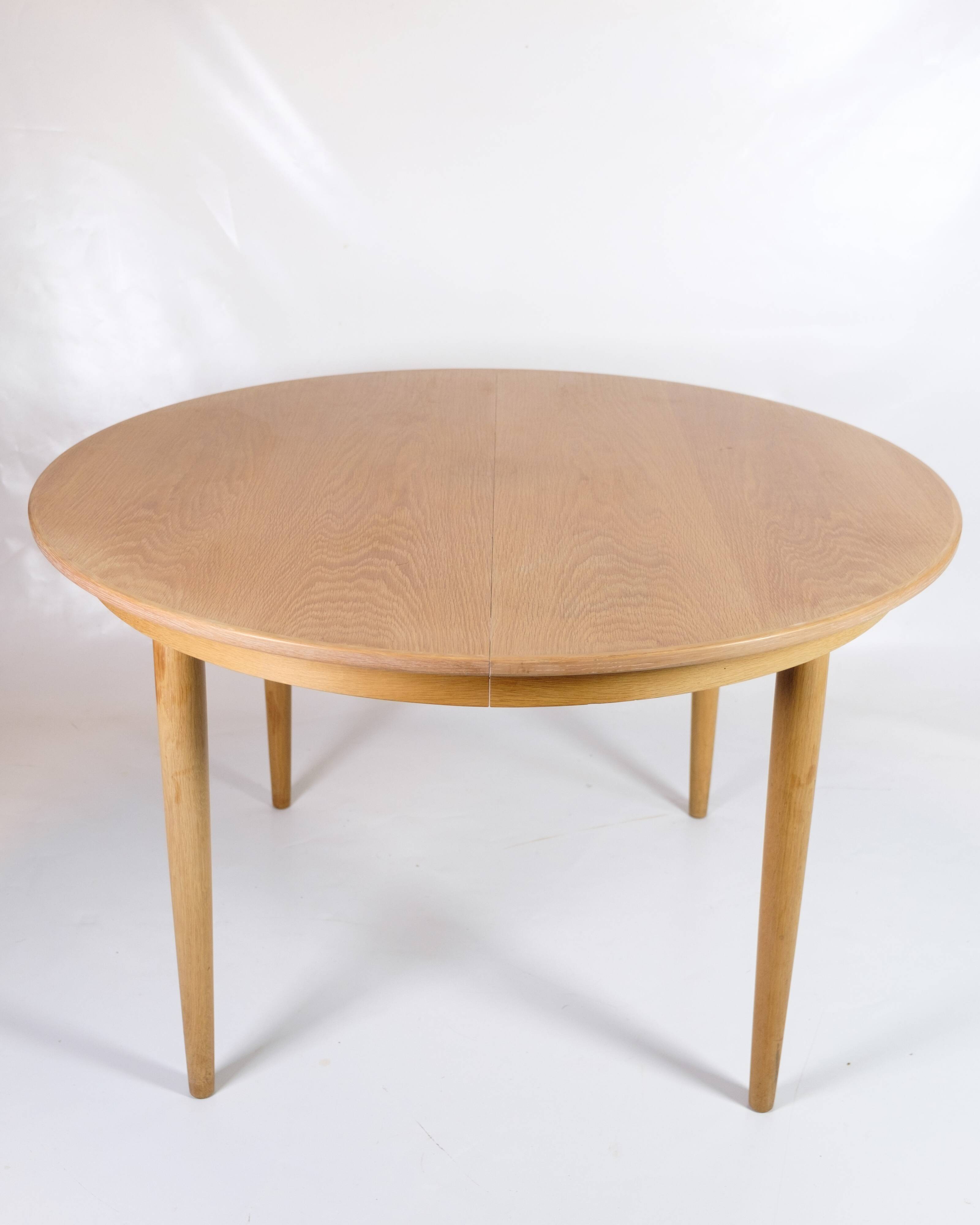Round Dining Table With Extension Made In Oak, Danish Design By Skovmand & Andersen From 1960s ...