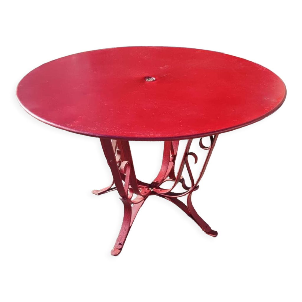 Table de jardin en fer riveté 111 cm de diamètre | Selency