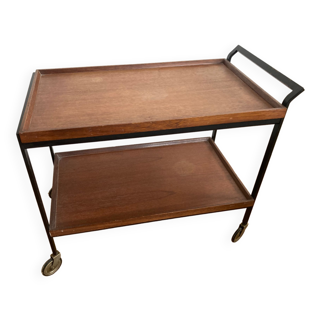 Chariot table roulante scandinave en teck vintage structure acier ...