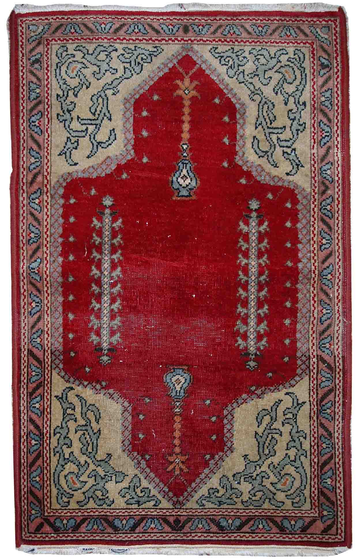 Tapis ancien turc konya fait main 69cm x 108cm 1920s, 1c500 | Selency