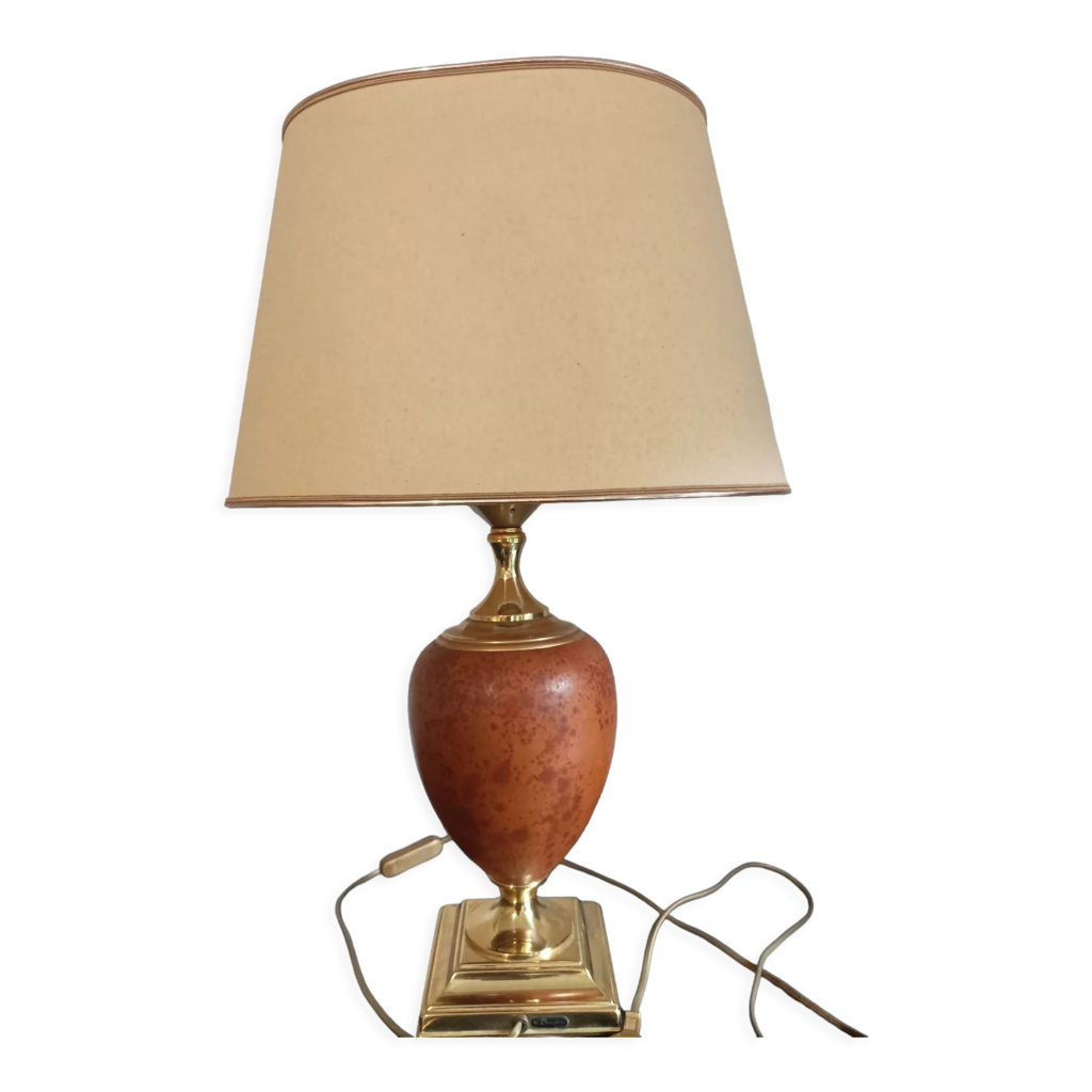 Lampe Le Dauphin France cuir et laiton vintage | Selency