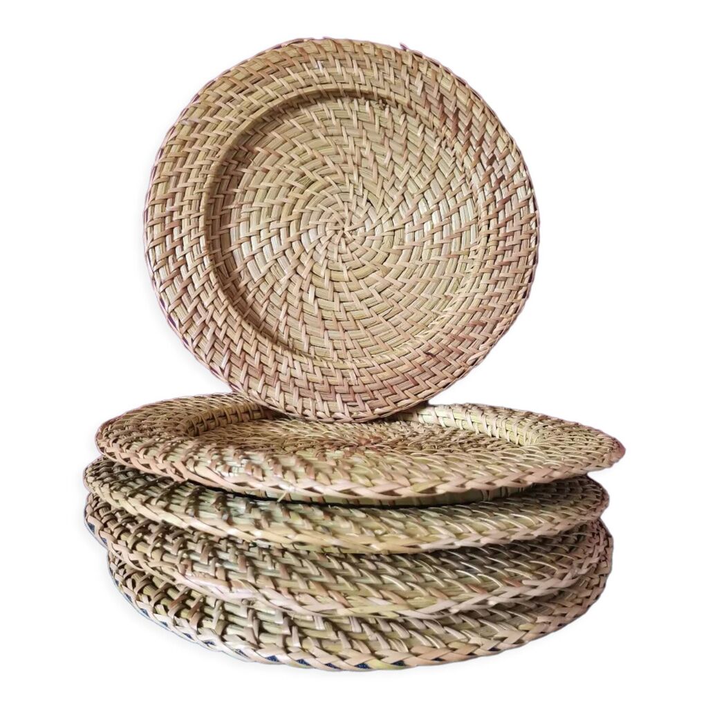 5 sous assiette osier jaune | Selency