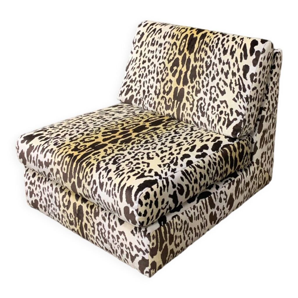 chauffeuse moderne velours léopard | Selency