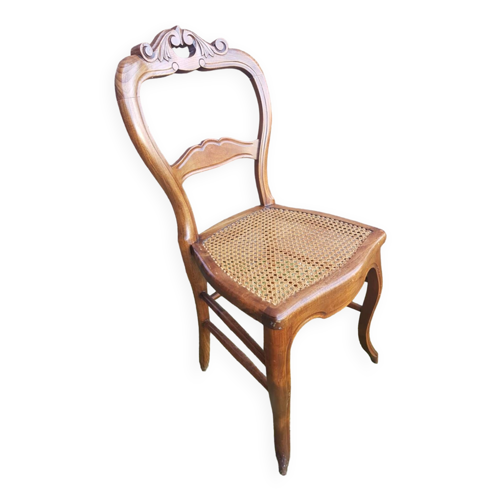 Ancienne chaise style louis philippe bois + assise cannée vintage | Selency