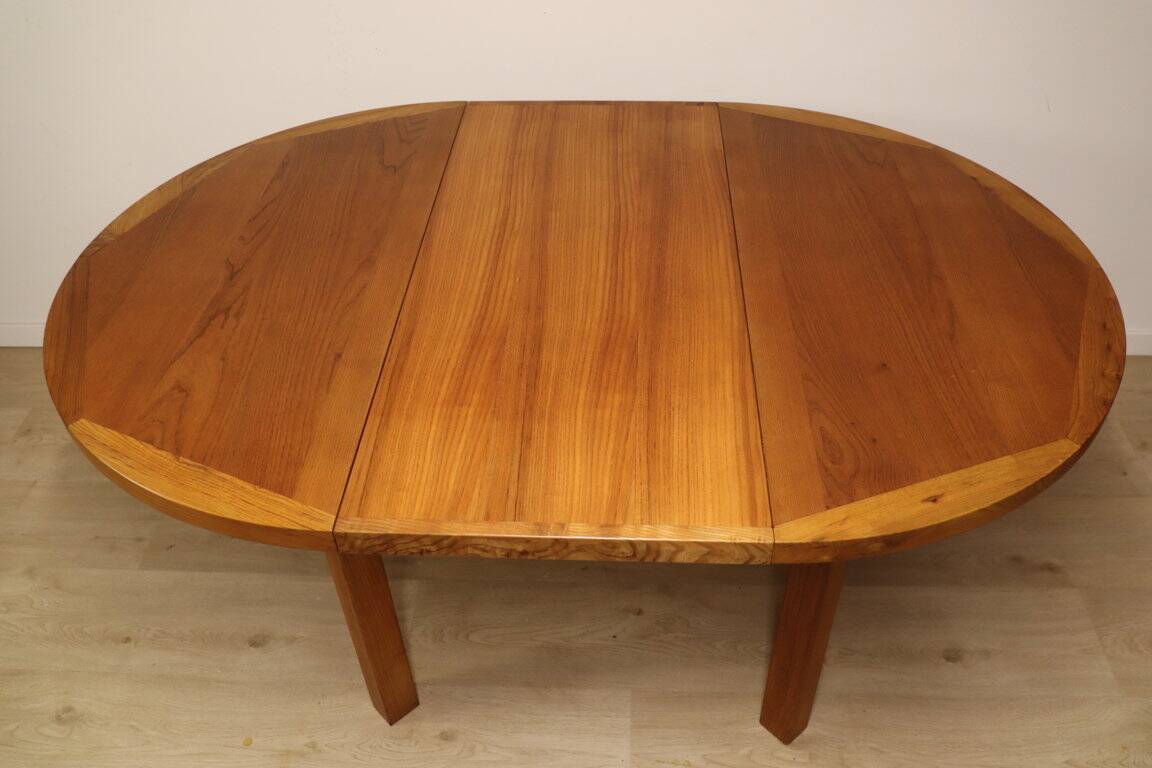 Table de repas vintage extensible en orme massif, 1980 | Selency