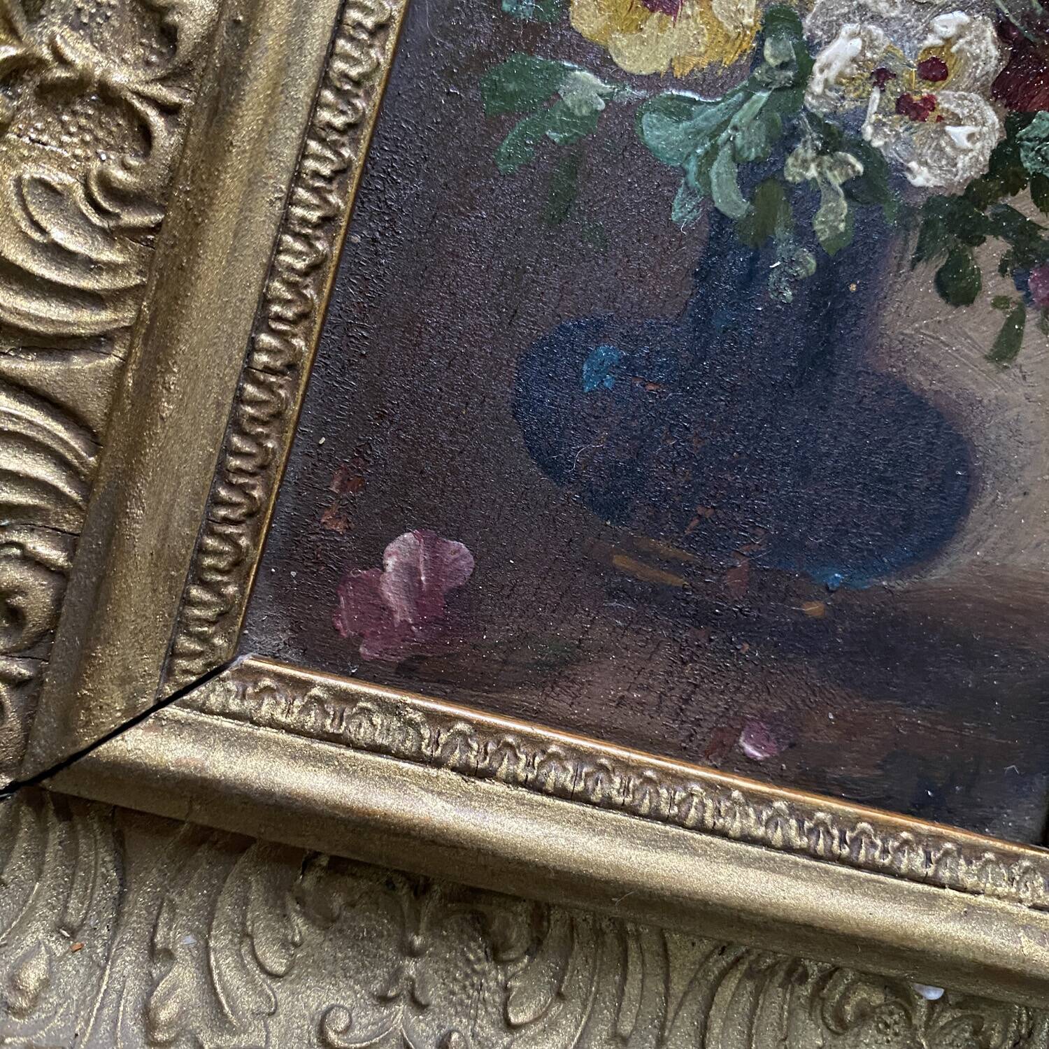 Tableau miniature XIXème "Les pensées" | Selency