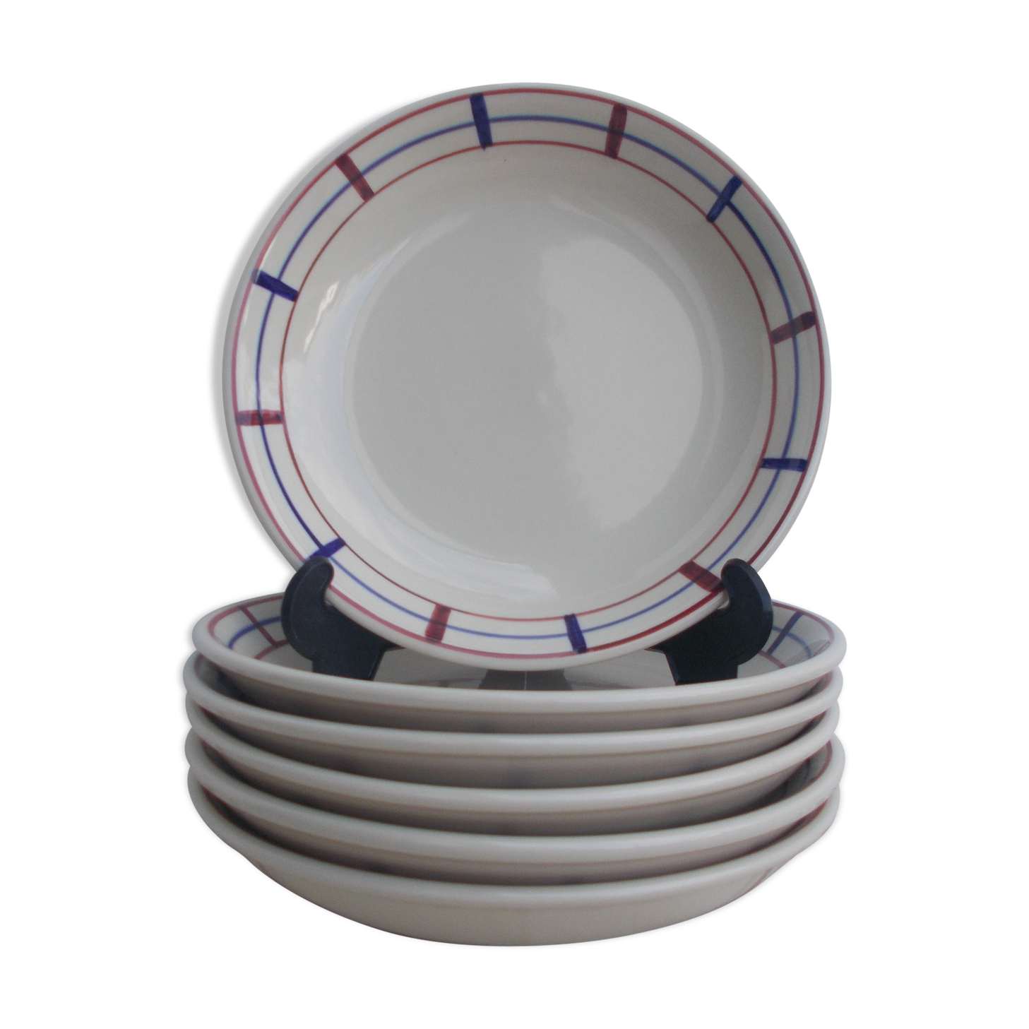 6Assiettes basques en grès décor basque | Selency