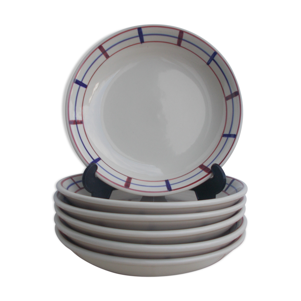 6Assiettes basques en grès décor basque | Selency