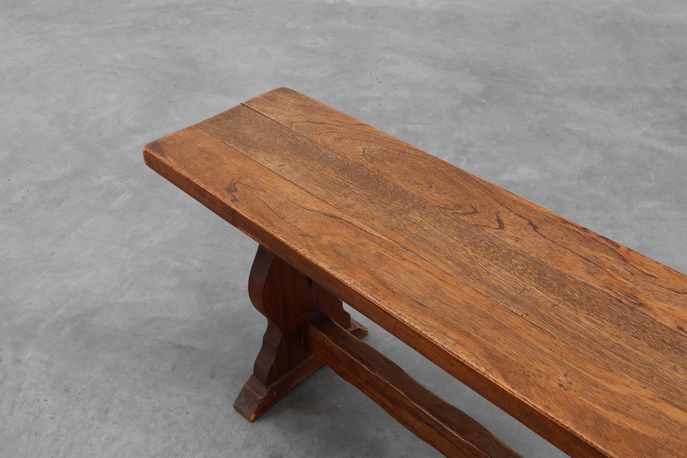 Rustic oak bench with nice patina, France ca. 1900 | Selency
