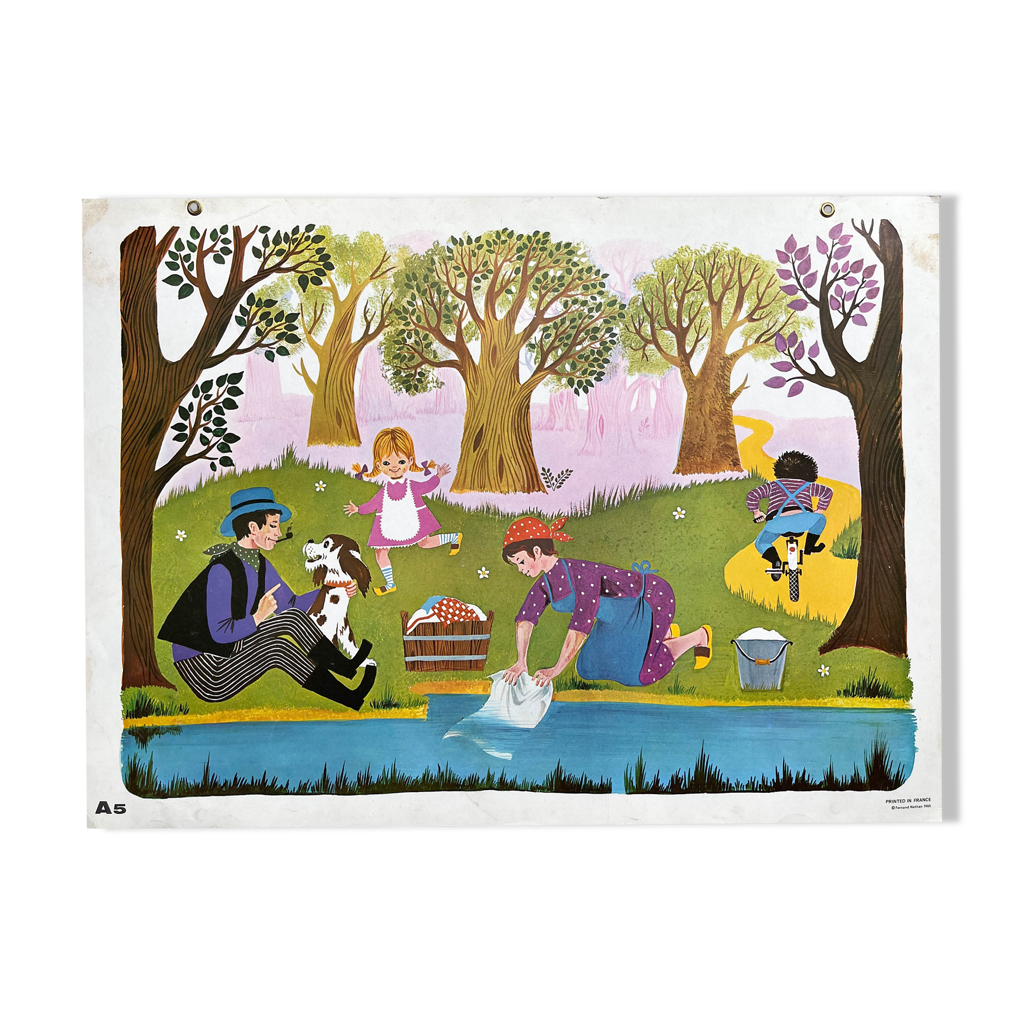 Affiche scolaire Fernand Nathan 1965 - A5 La rivière | Selency