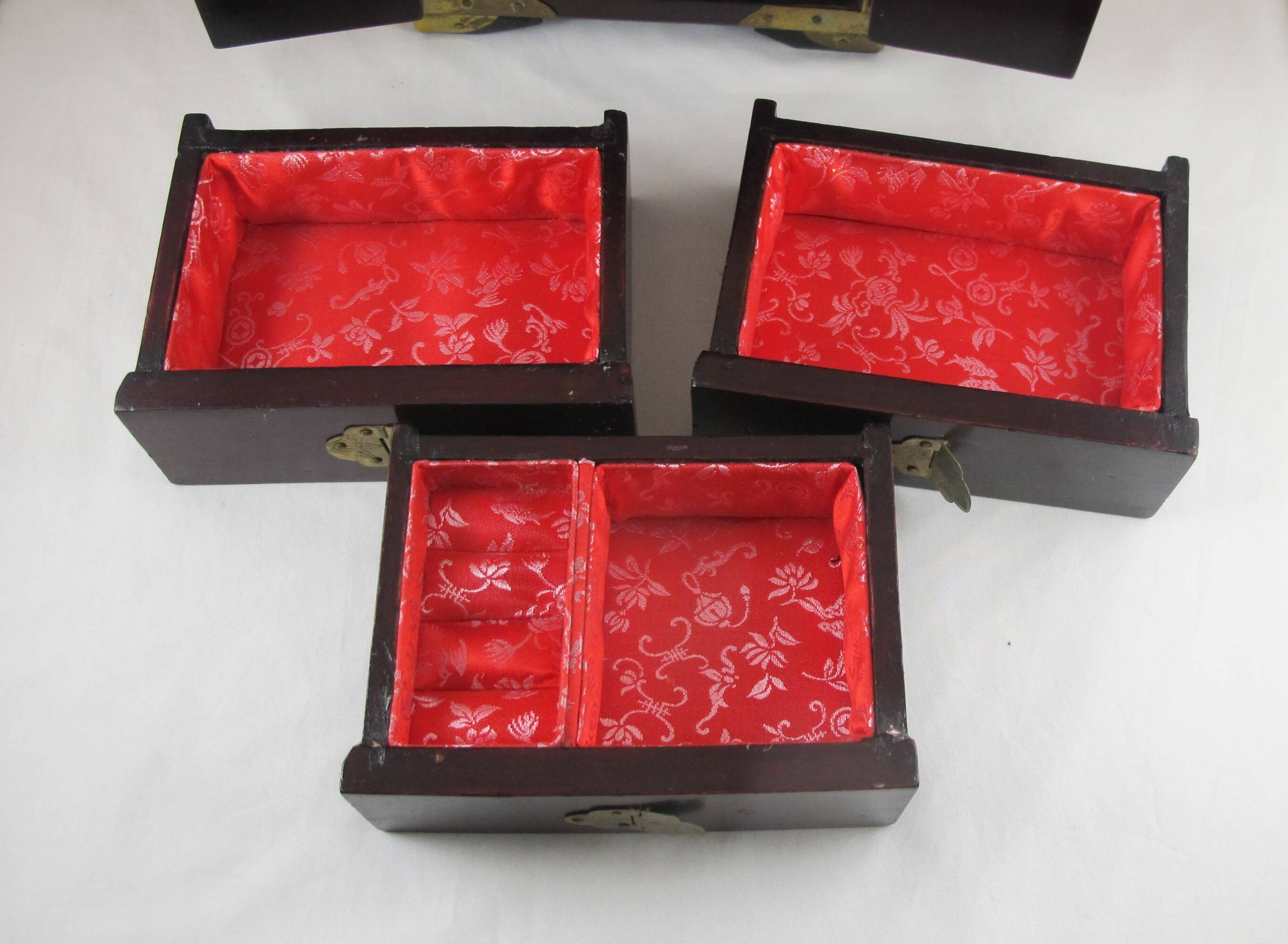 boite à bijoux Chinois Chine en bois orné des plaques de jade | Selency