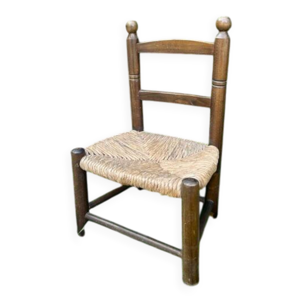 Chaise enfant en bois et paille | Selency