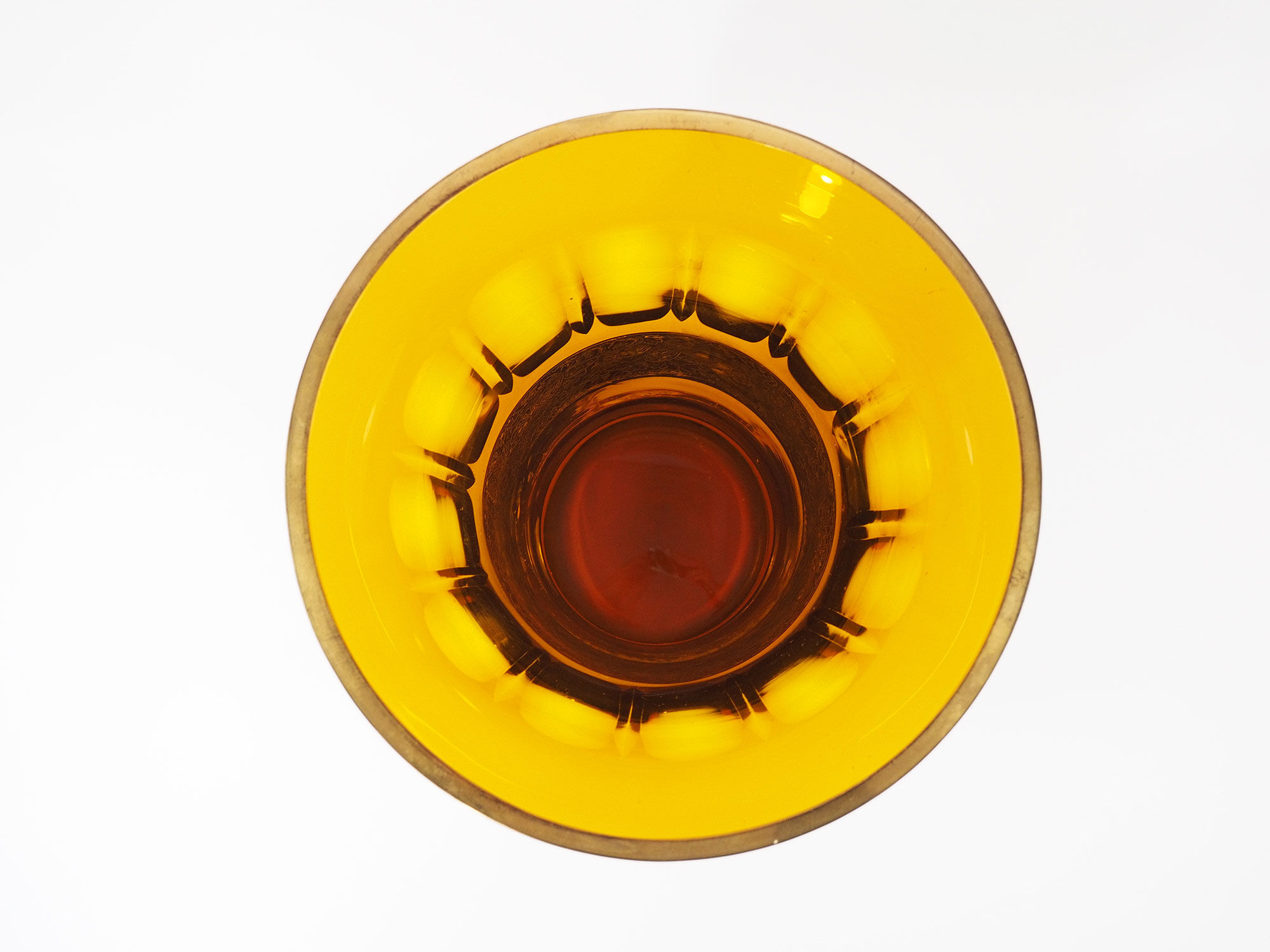 Art Deco Moser Karlsbad Large Amber Glass Vase with Oroplastic Frieze ...