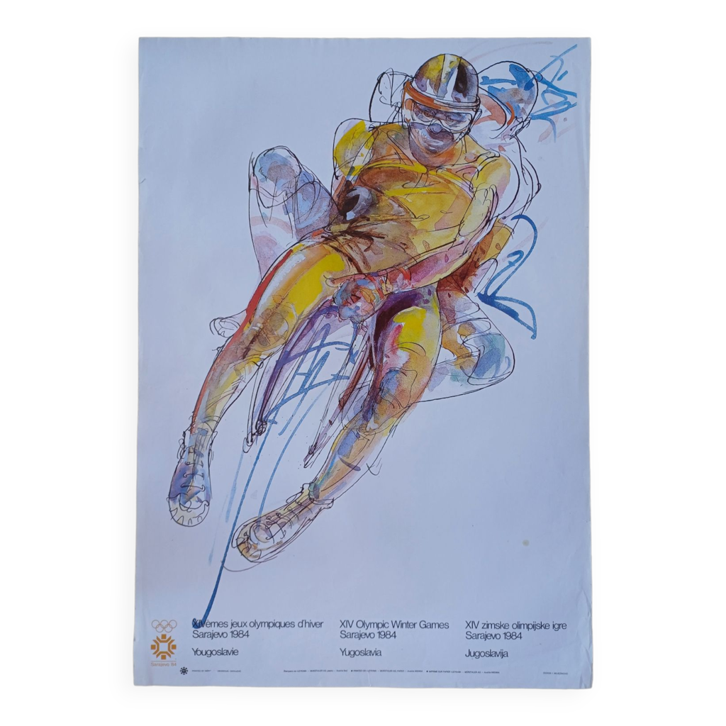 Affiche des Jeux Olympiques d'hiver Sarajevo 1984 - La luge ...
