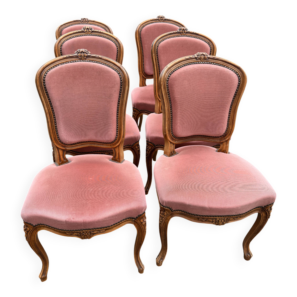 4 x Chaises Louis XV tissu + 2 | Selency