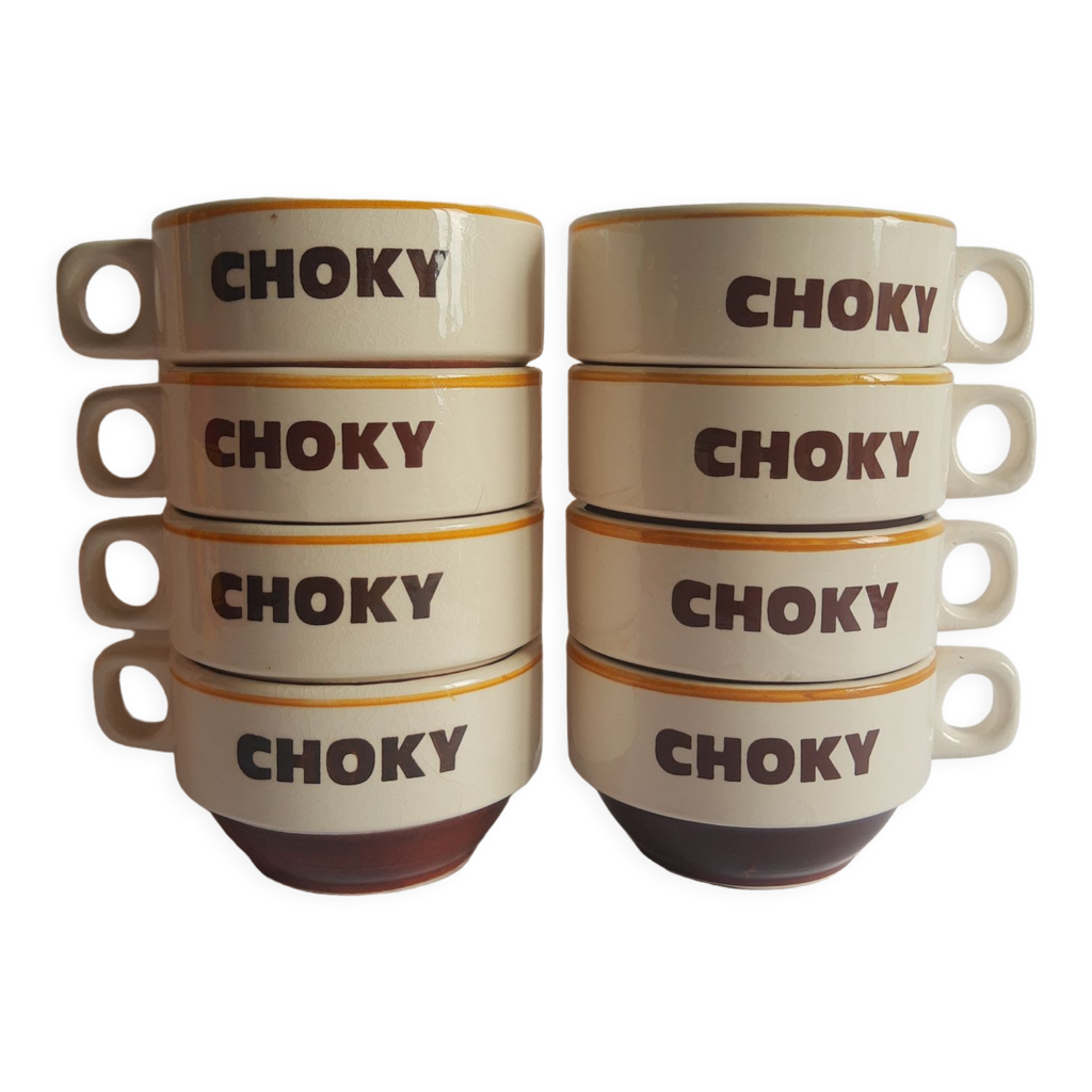 Set de 8 tasses publicitaires chocolat Choky bistrot vintage | Selency