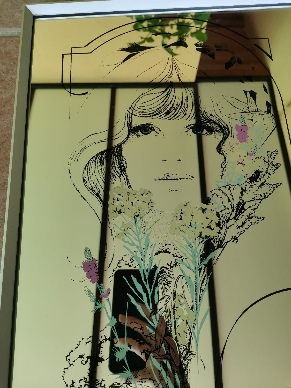 Miroir sérigraphié Stapco USA Tara Aspell Saggers 62x31cm | Selency