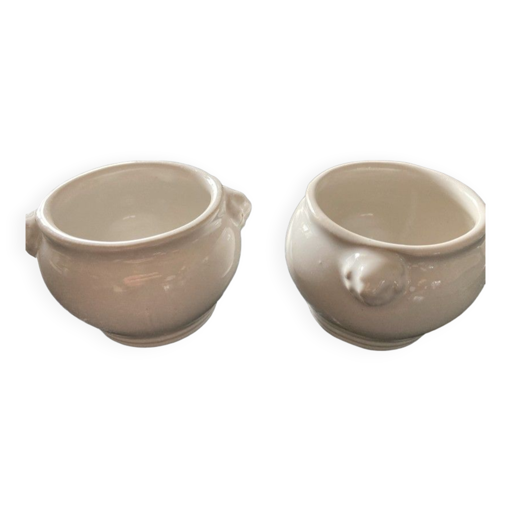 Lot de 2 pots blancs à têtes de lion | Selency