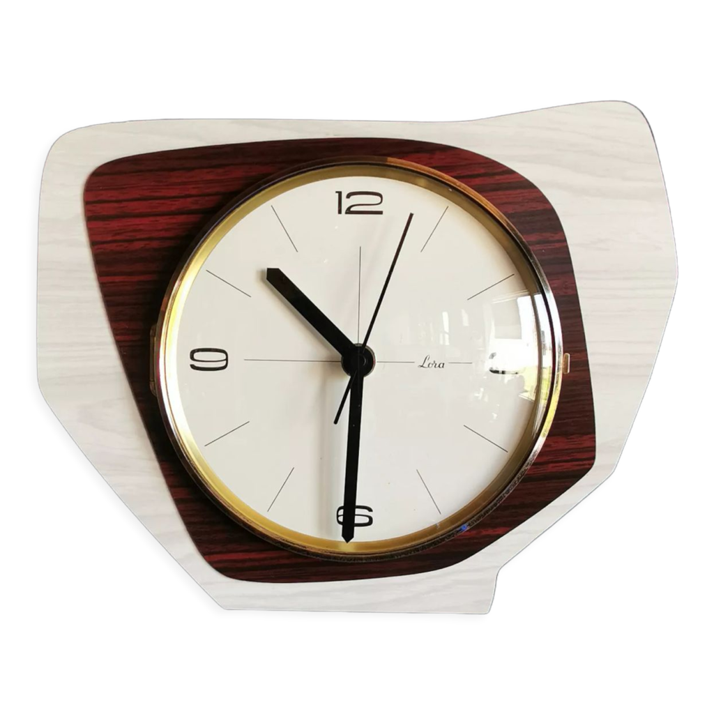 Horloge formica vintage pendule murale silencieuse asymétrique "Lora ...