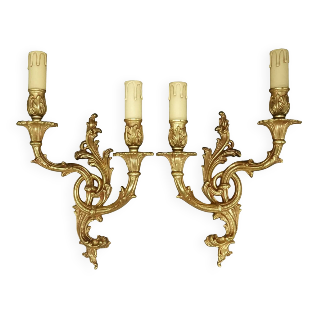 Grande paire d'appliques style Rocaille / Rococo / Baroque | Selency