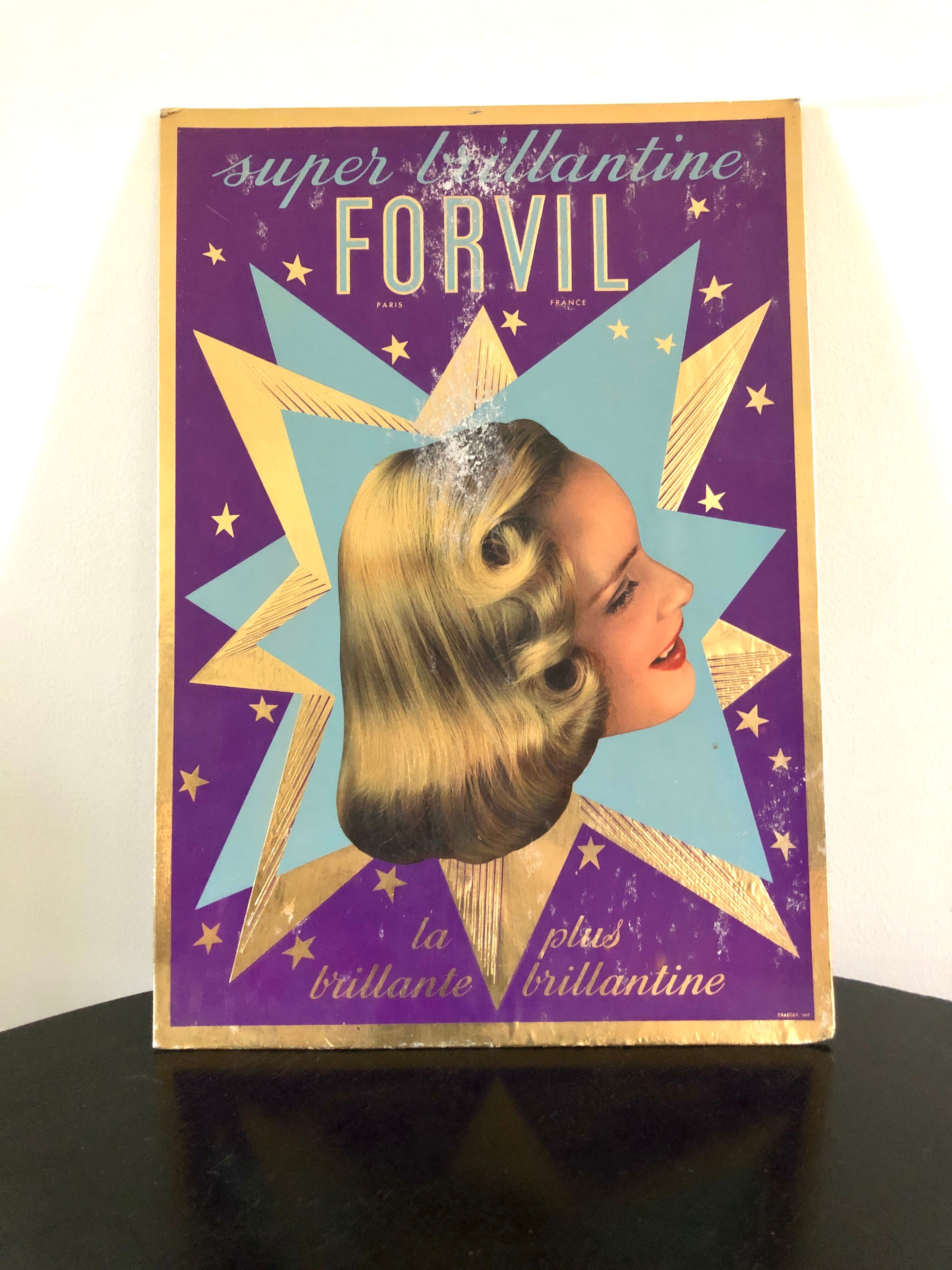 Carton publicitaire brillantine Forvil 1960 | Selency