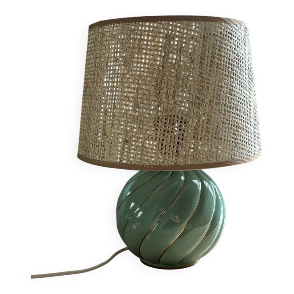 Lampe vintage en céramique verte | Selency