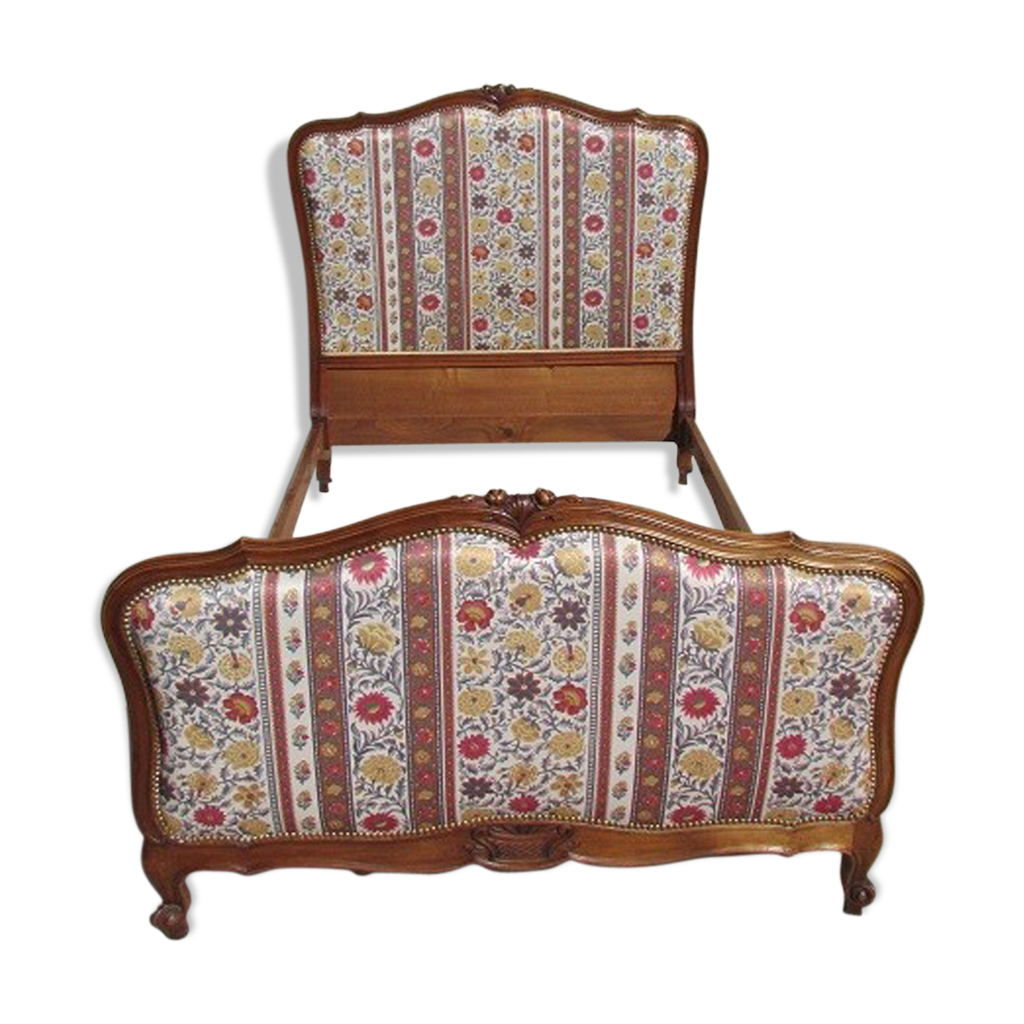 Lit ancien tapissier art déco des années 20-30 en merisier | Selency