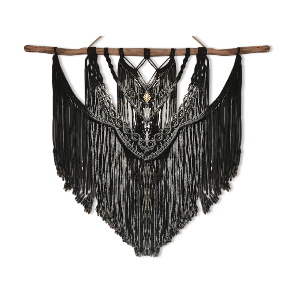 Grand macramé noir "Bali" | Selency