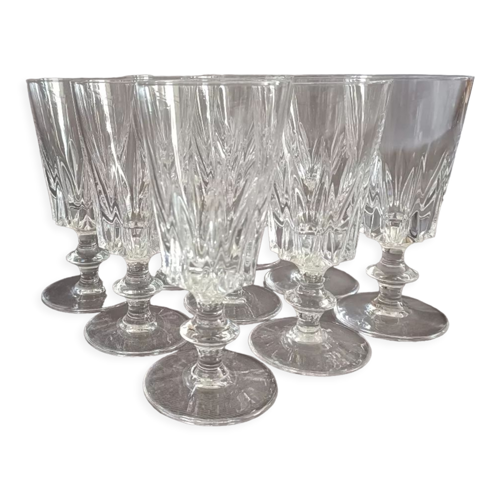 Série de 9 verres à vin blanc en cristal de Bayel | Selency