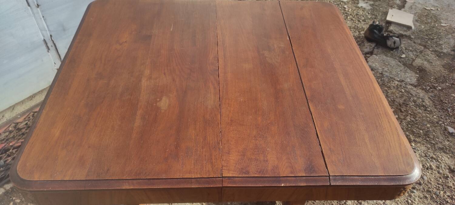Table art déco rectangulaire ancienne extensible avec rallonges pieds lyre | Selency