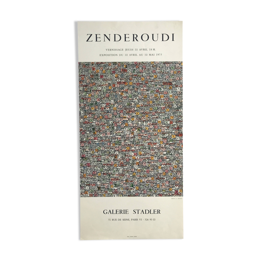 Charles hossein zenderoudi : affiche originale galerie stadler, 1975 ...