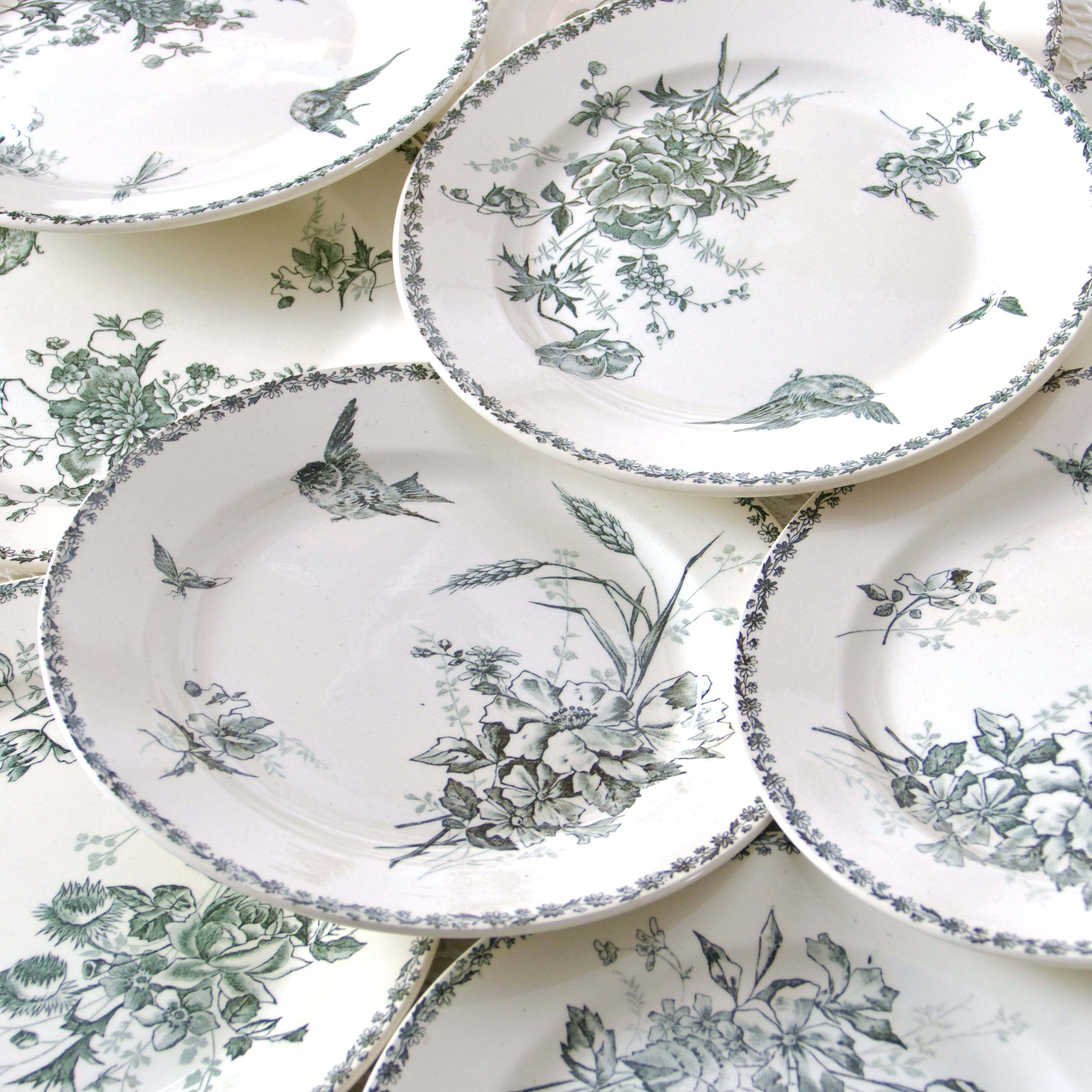 10 assiettes terre de fer 19e siècle Emile Bourgeois | Selency