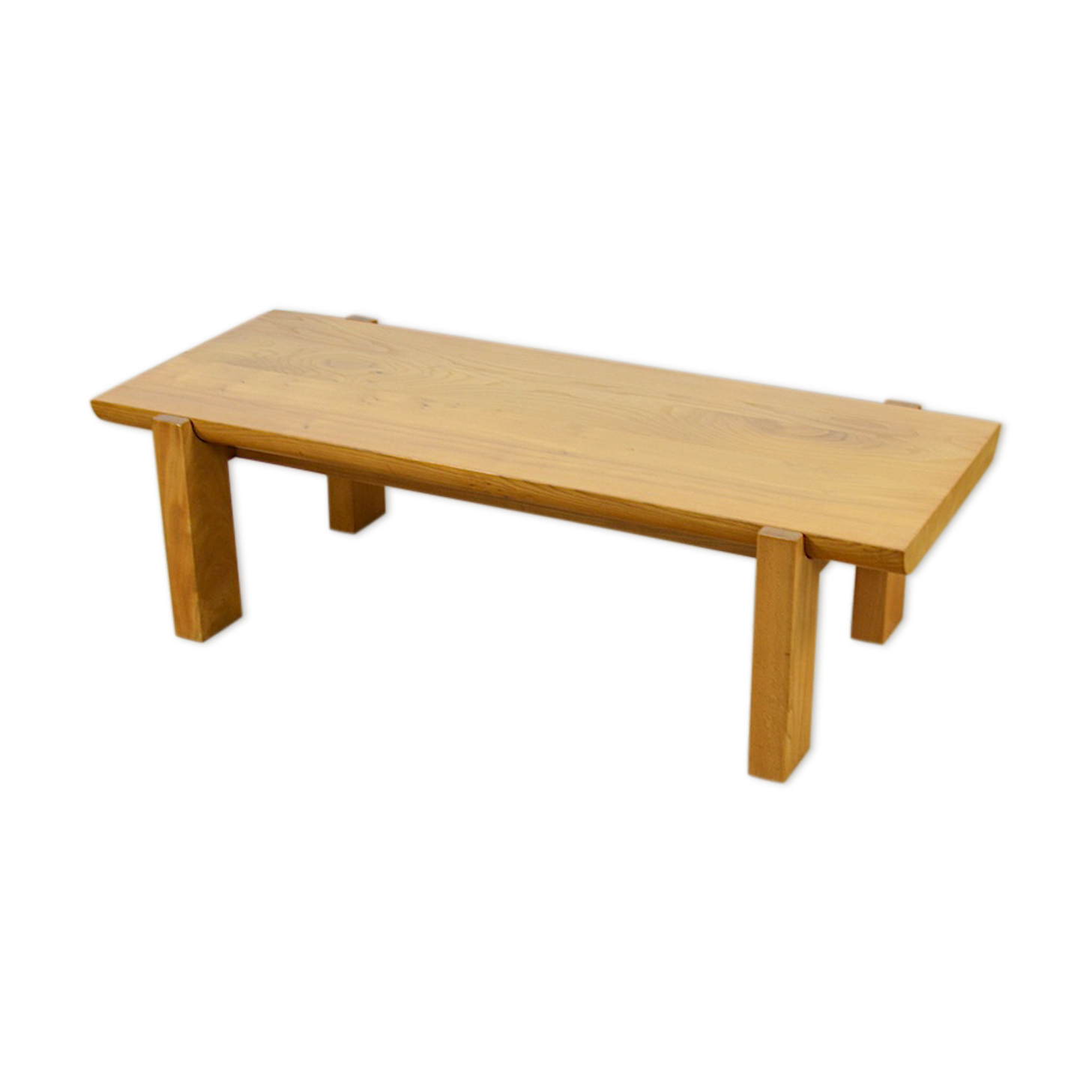 Table basse vintage en orme de Luigi Gorgoni édition roche bobois 1980 | Selency