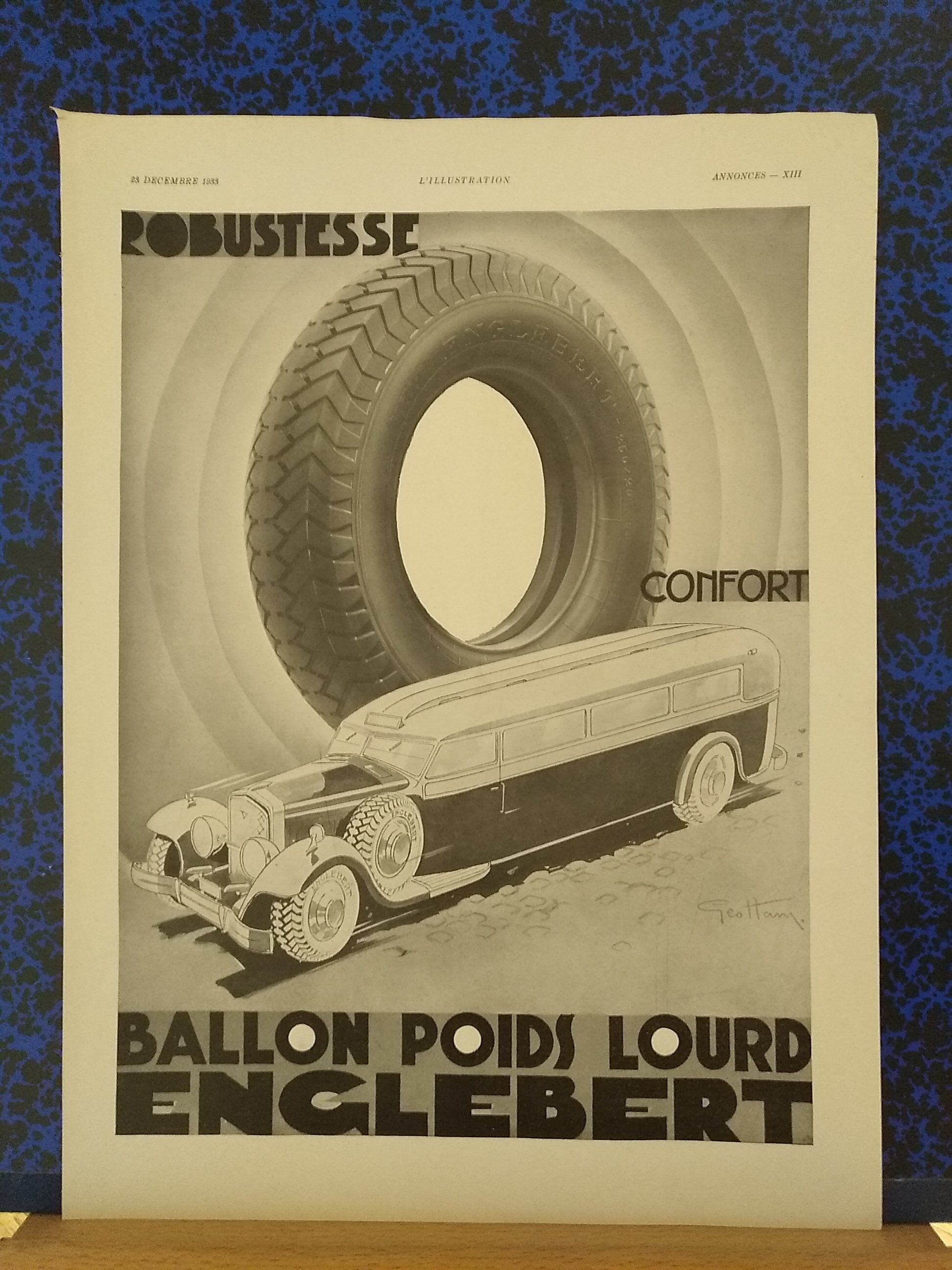 Publicité pneu englebert pour poids lourd issue revue 1933 | Selency