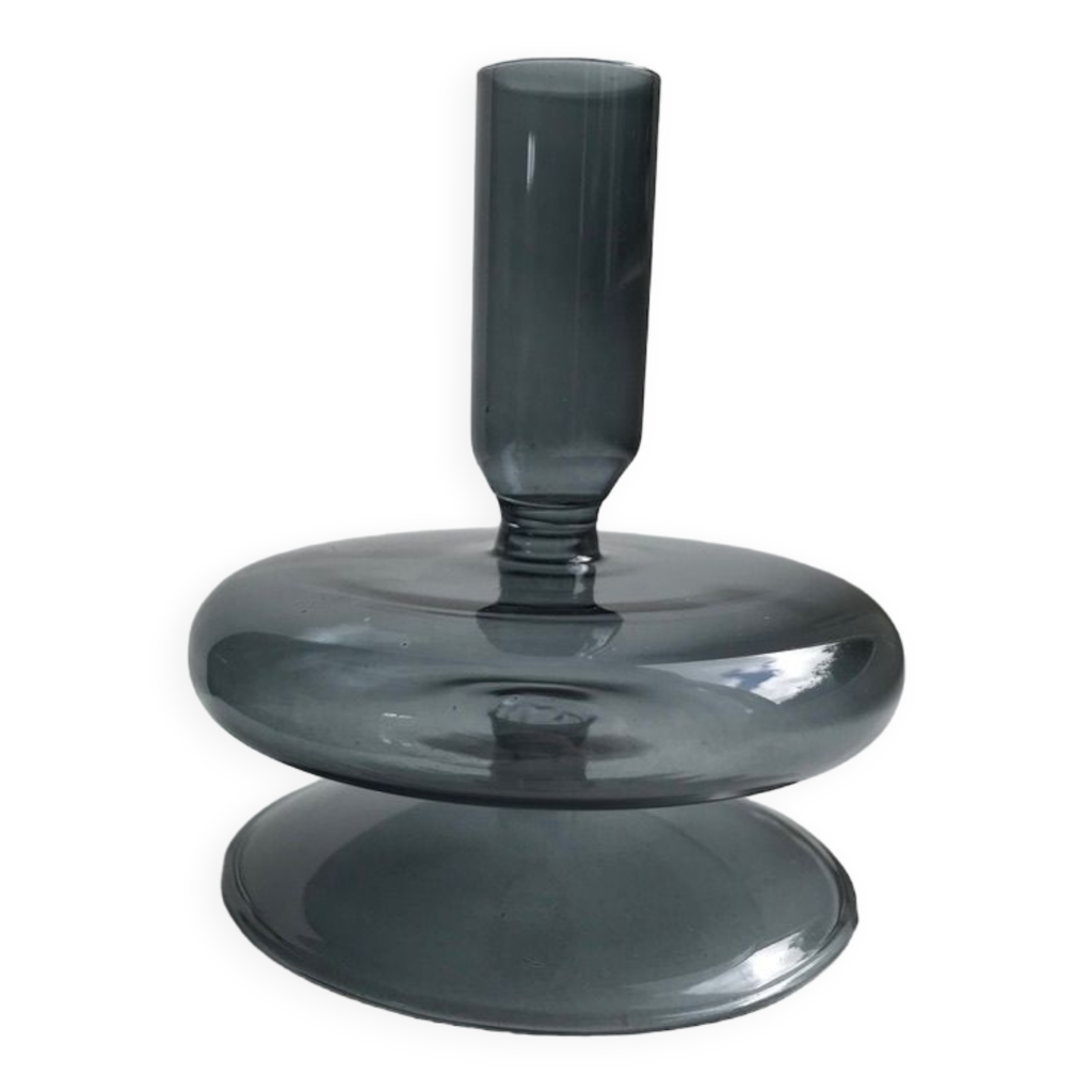 Bougeoir diabolo design en verre fumé vintage | Selency
