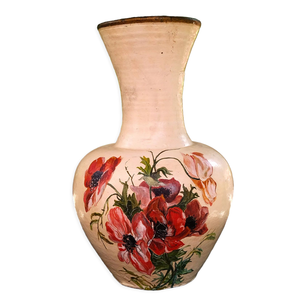Vase poterie en terre cuite peint à la main | Selency