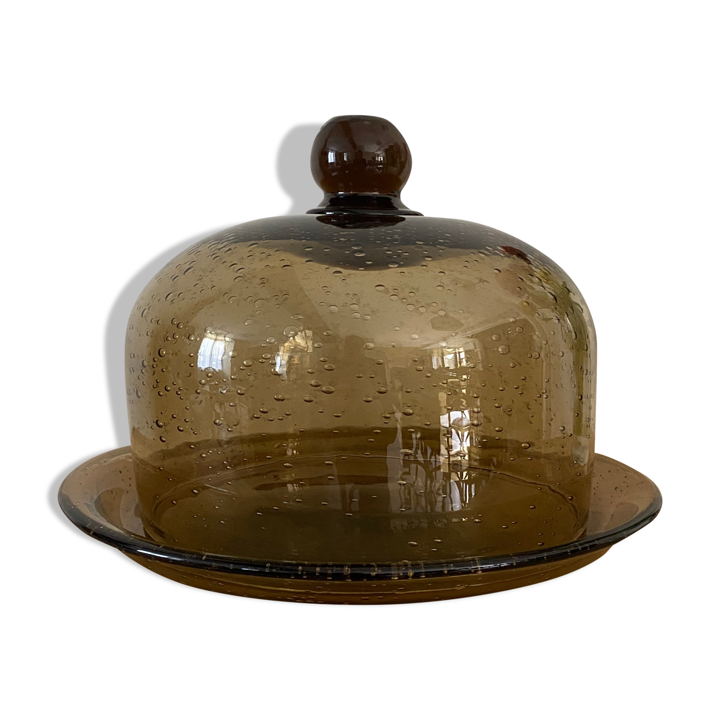 Cloche à gâteaux en verre bullé soufflé vintage « verrerie de Bendor ...