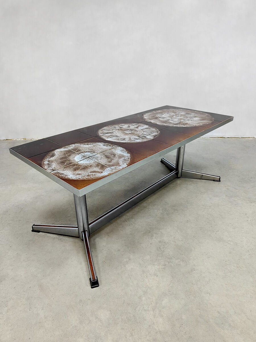 Table basse carrelage et chrome 'sixties vibes' | Selency