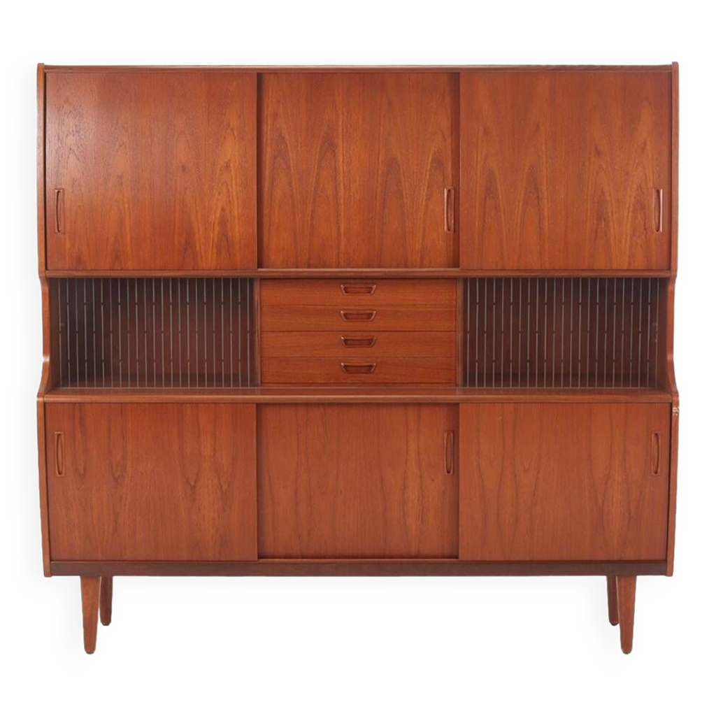 Buffet haut en teck design danois de PMJ Viby, années 1960 | Selency