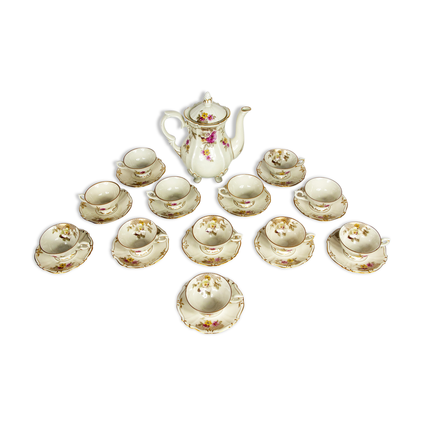 Service à café 12 personnes en porcelaine de Saxe | Selency